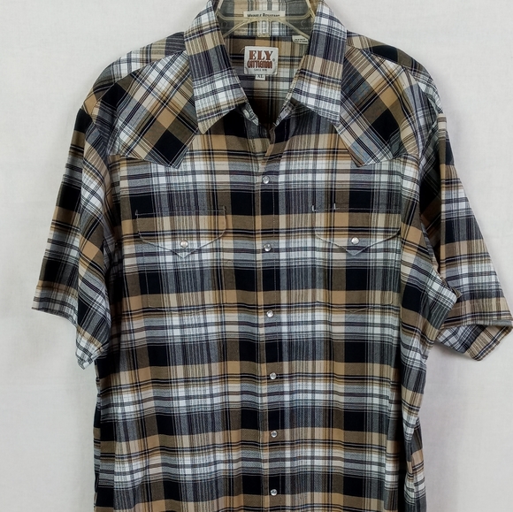 Ely Cattleman | Shirts | Ely Cattlemen Western Shirt Short Sleeve Snap ...